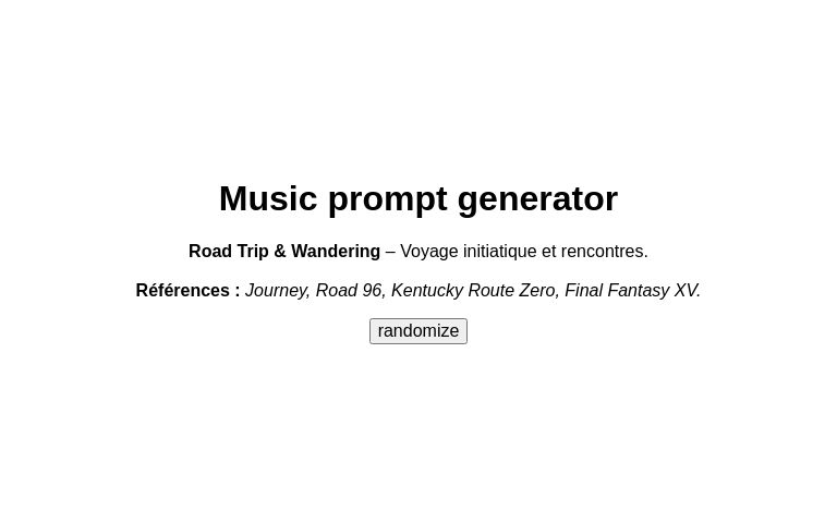 Music prompt generator