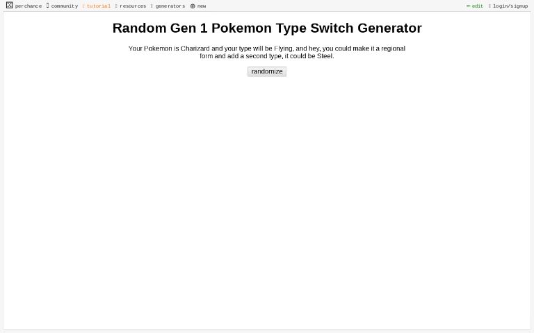 Random Gen 1 Pokemon Type Switch Generator