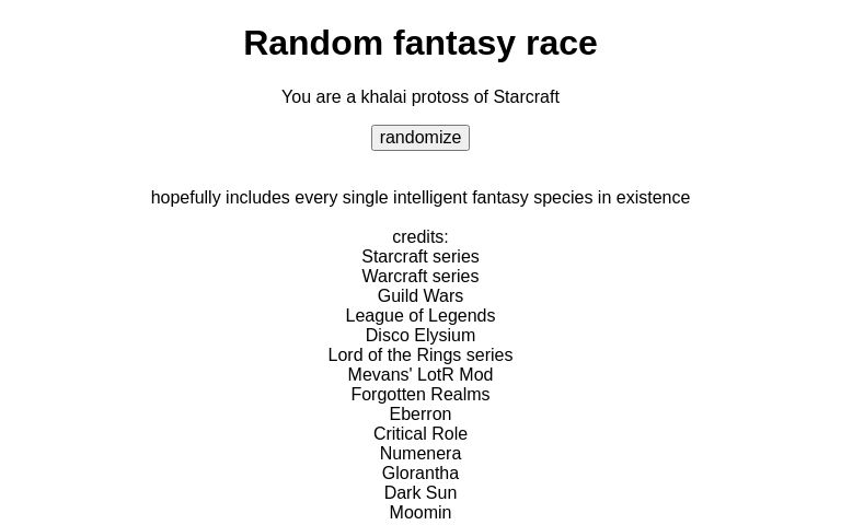 Random fantasy race ― Perchance Generator