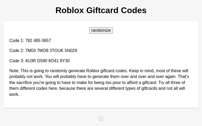 Roblox Giftcard Codes ― Perchance Generator