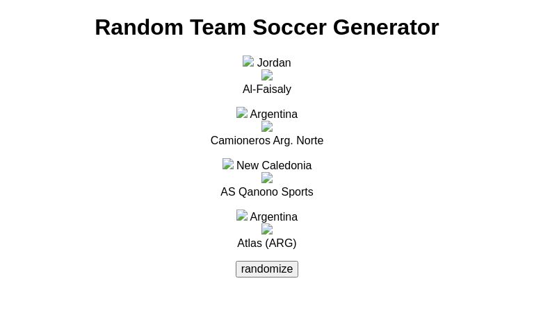 Random Team Soccer Generator