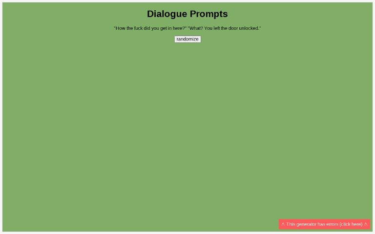 Dialogue Prompts ― Perchance Generator