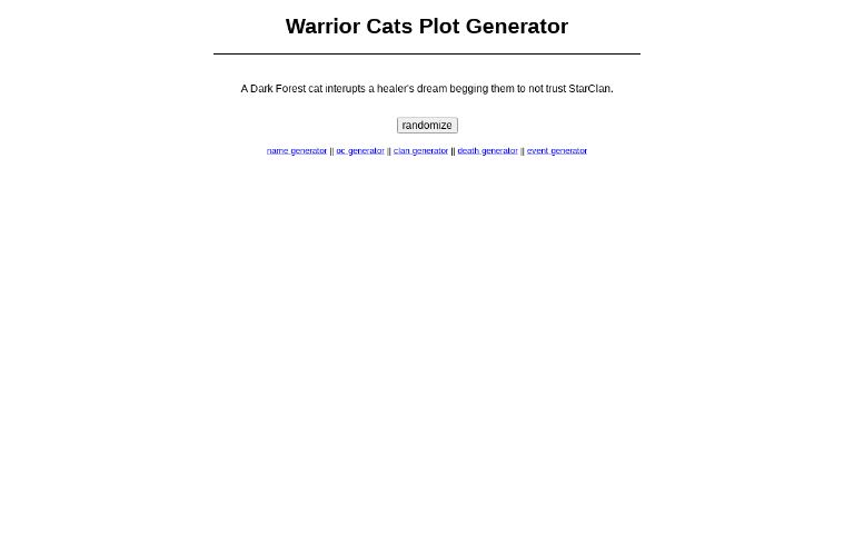 Warrior Cats Plot Generator