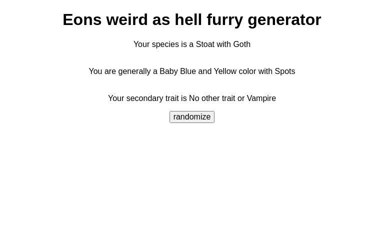 Eons weird as hell furry generator