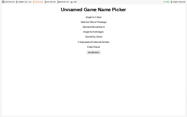 Unnamed Game Name Picker ― Perchance Generator