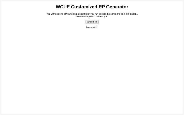 WCUE Customized RP Generator
