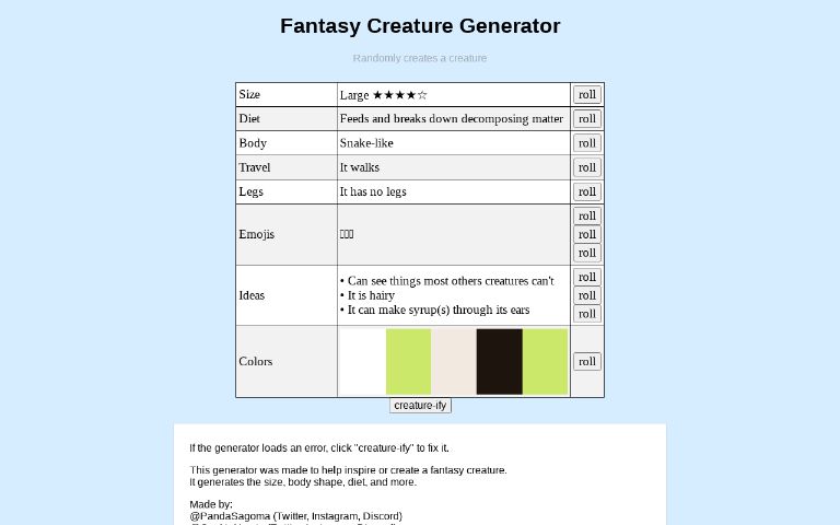 Fantasy Creature Generator
