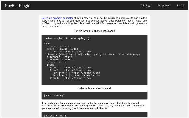 navbar plugin ― Perchance Generator