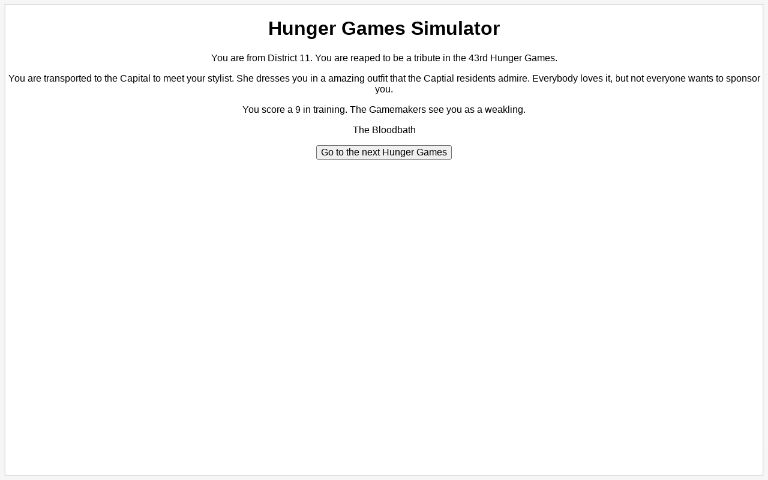 Hunger Games Simulator ― Perchance Generator
