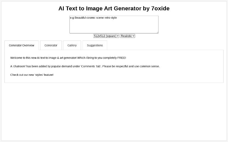 AI Text to Image Art Generator by 7oxide