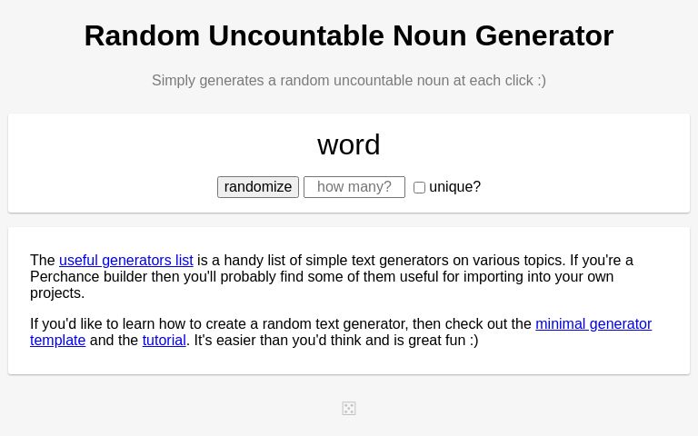 Random Uncountable Noun Generator