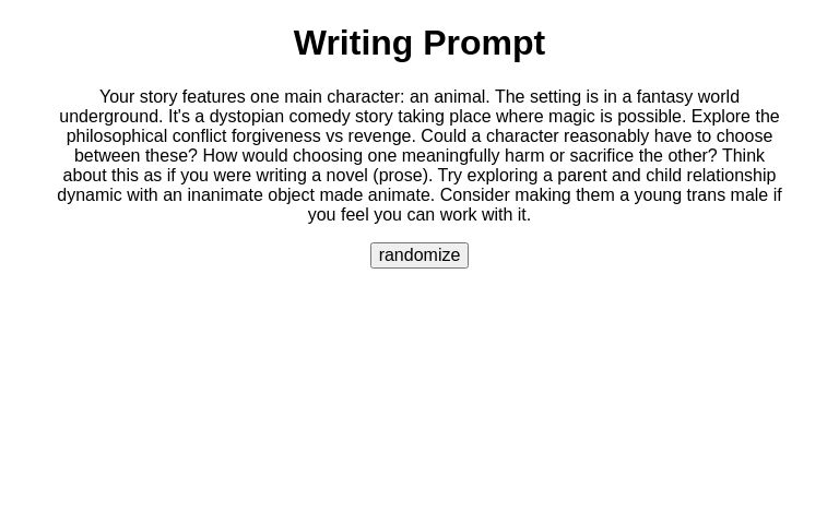 Writing Prompt ― Perchance Generator