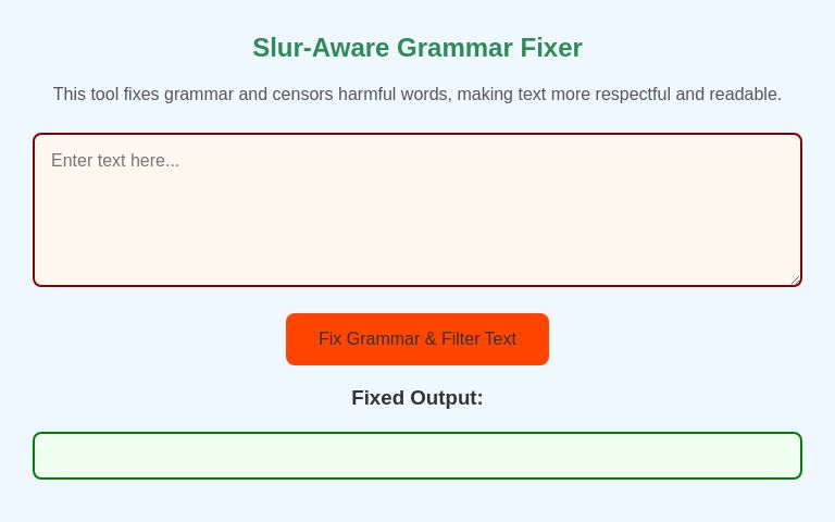 Slur-Aware Grammar Fixer ― Perchance Generator