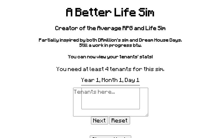 A Better Life Simulator ― Perchance Generator
