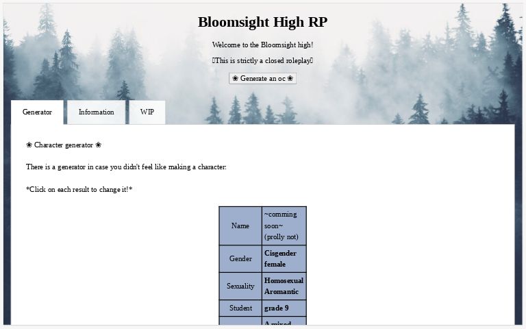 Bloomsight High RP ― Perchance Generator