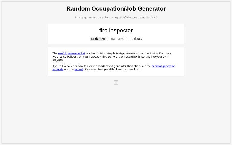 Random Occupation/Job Generator