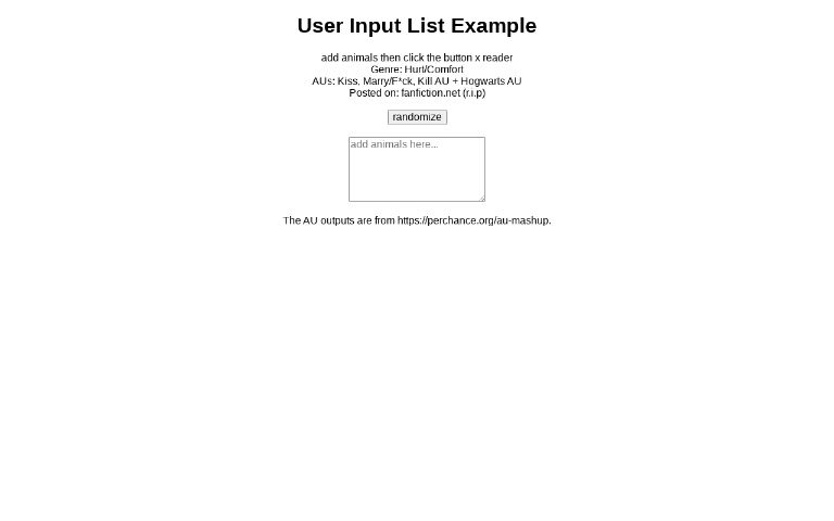 User Input List Example ― Perchance Generator