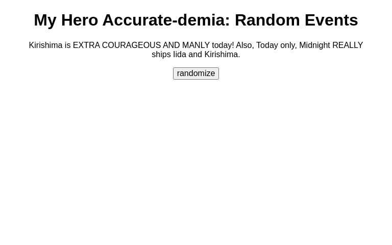 My Hero Accurate-demia: Random Events ― Perchance Generator