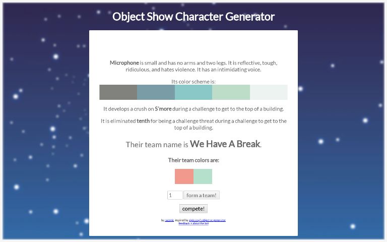 Object Show Character Generator