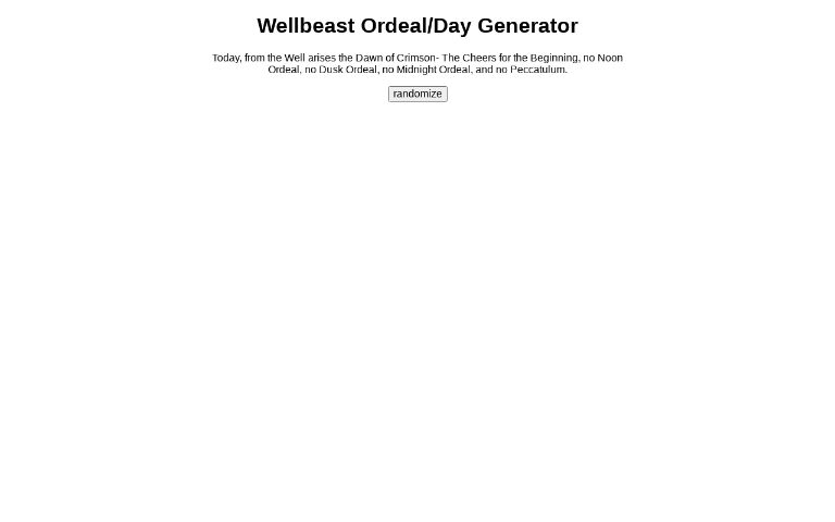 Wellbeast Ordeal/Day Generator