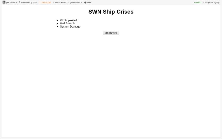 SWN Ship Crises ― Perchance Generator