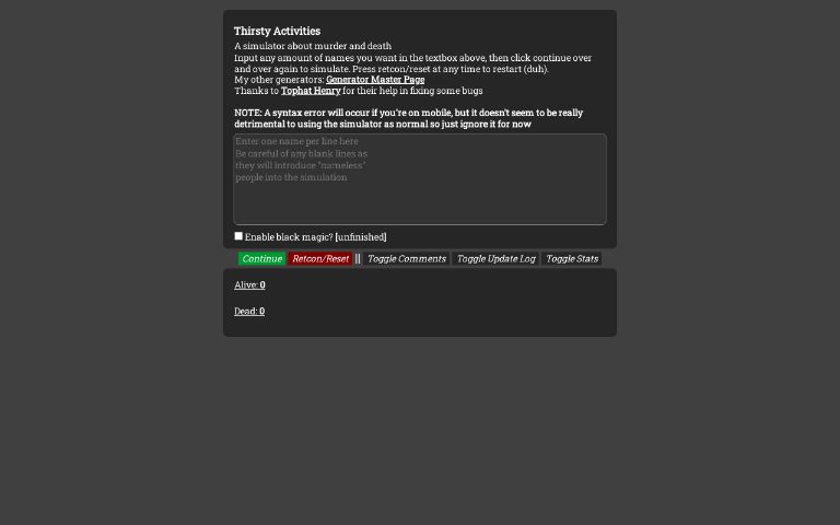 Thirsty Activities ― Perchance Generator