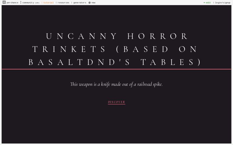 Uncanny Horror Trinkets (based on BasaltDnD's tables) ― Perchance Generator