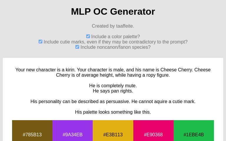 MLP OC Generator