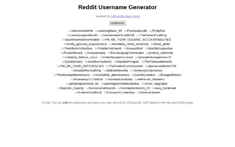 Reddit Username Generator
