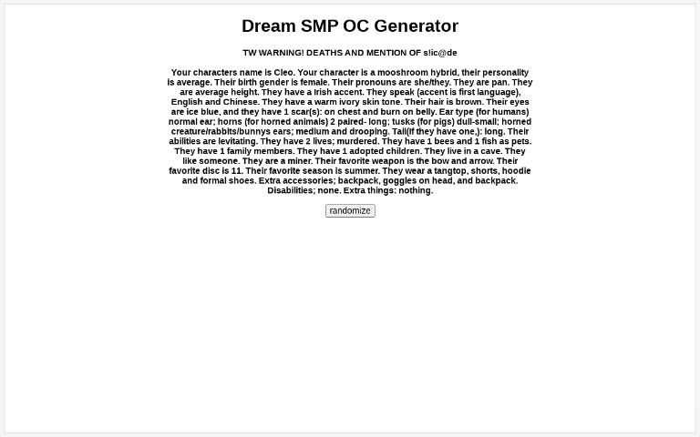 Dream SMP OC Generator