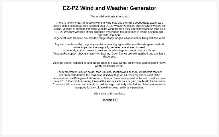 EZ-PZ Wind and Weather Generator