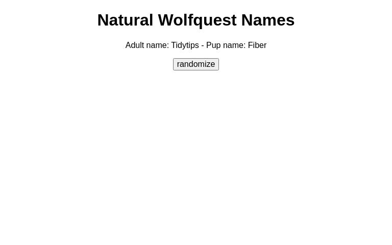 Natural Wolfquest Names ― Perchance Generator