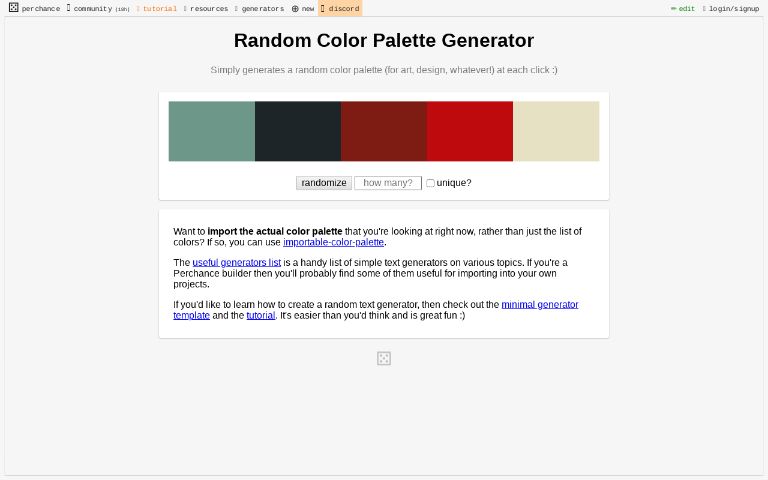 Random Color Palette Generator