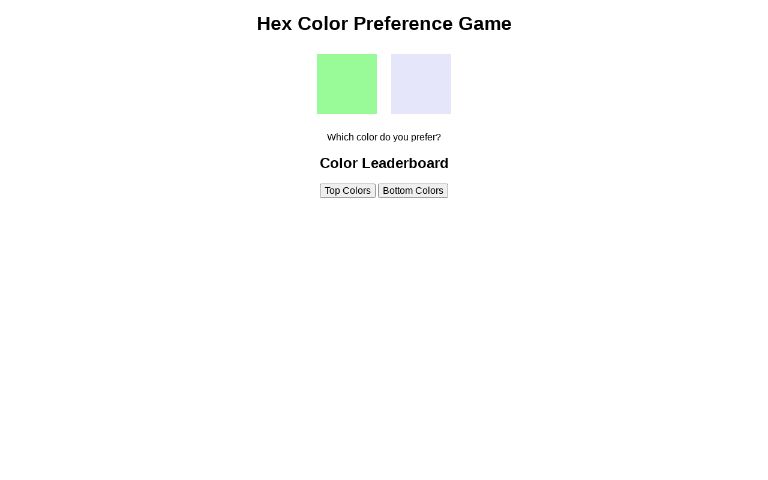 Hex Color Preference Game ― Perchance Generator
