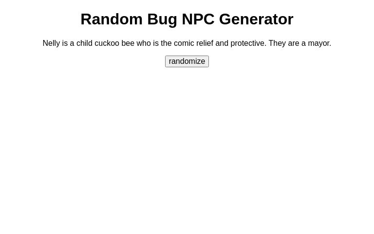 Random Bug NPC Generator