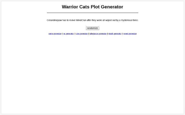 Warrior Cats Plot Generator