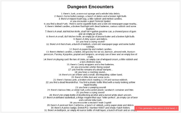 Dungeon Encounters ― Perchance Generator