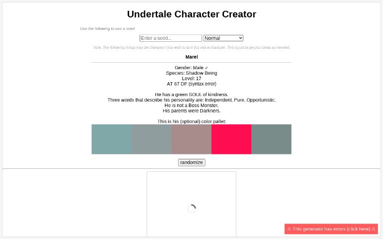 Undertale Character Creator ― Perchance Generator
