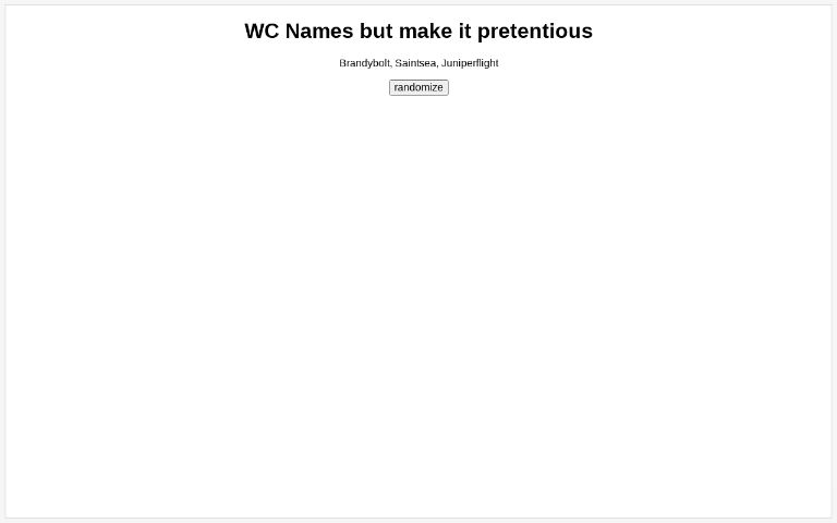 WC Names but make it pretentious ― Perchance Generator