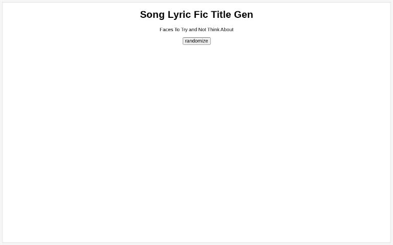 Song Lyric Fic Title Gen ― Perchance Generator