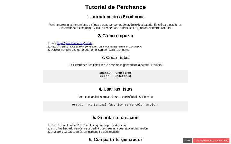 Tutorial de Perchance ― Perchance Generator