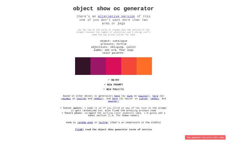 object show oc generator