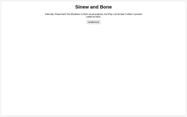 Sinew and Bone ― Perchance Generator