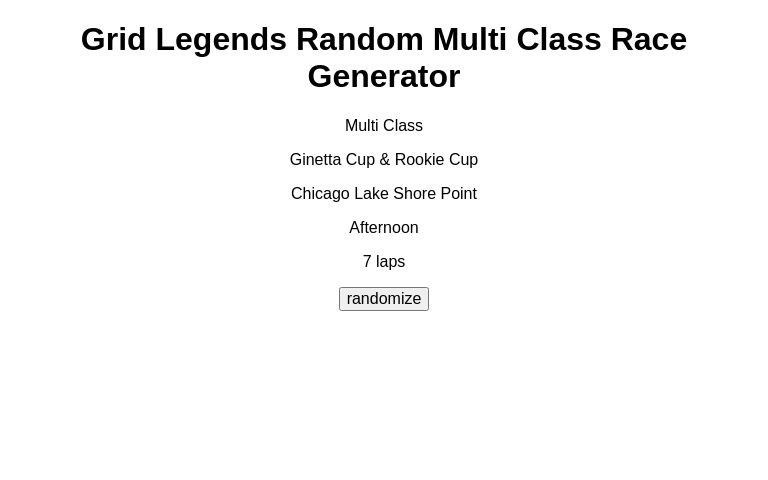 Grid Legends Random Multi Class Race Generator