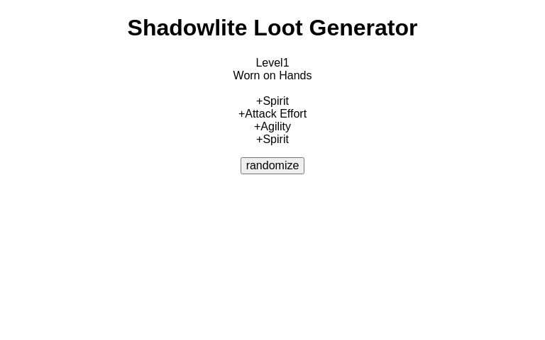 Shadowlite Loot Generator