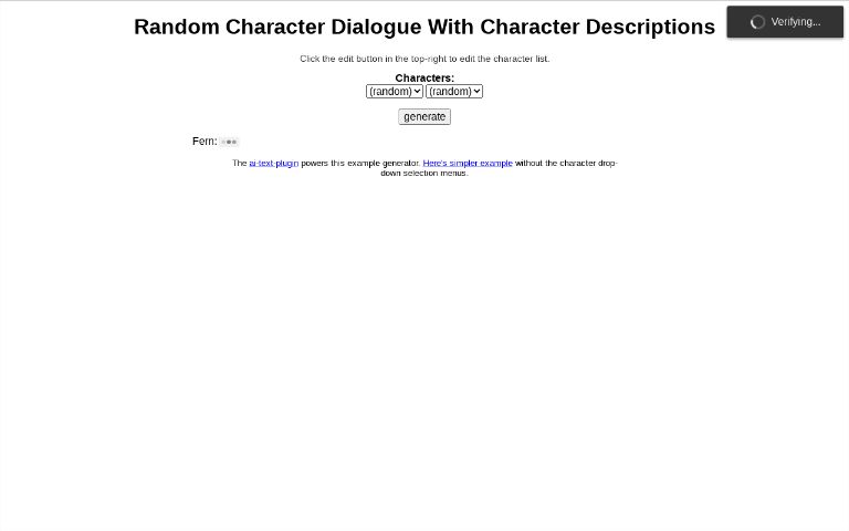 Random Character Dialogue With Character Descriptions ― Perchance Generator