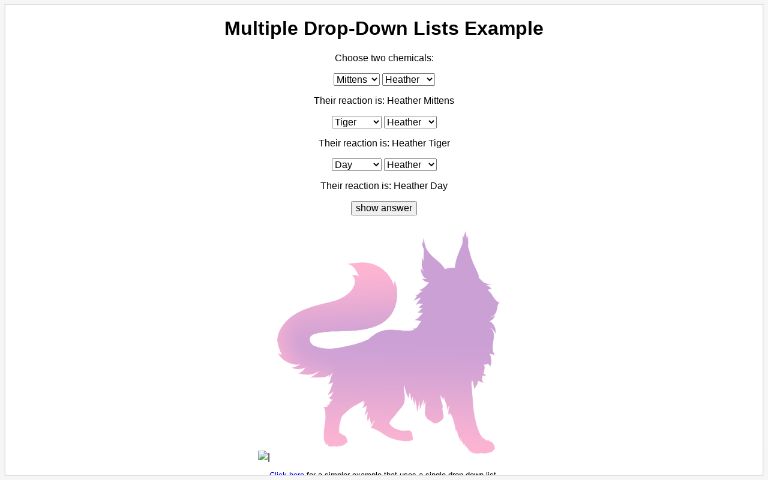 Multiple Drop-Down Lists Example ― Perchance Generator