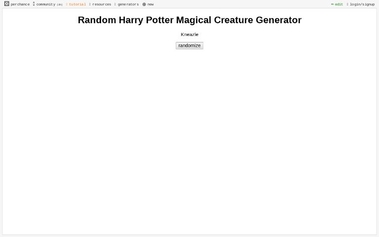 Random Harry Potter Magical Creature Generator