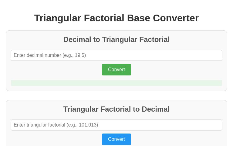 Triangular Factorial Base Converter ― Perchance Generator