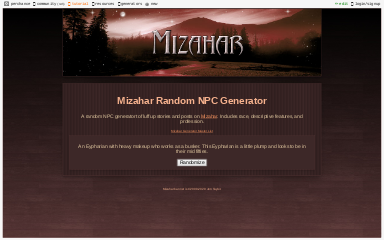 Mizahar Random NPC Generator
